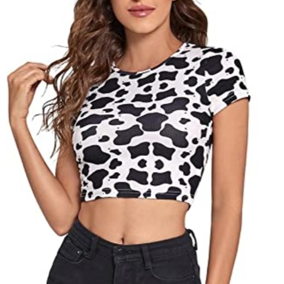 Tops | Cow Print Crop Top | Poshmark
